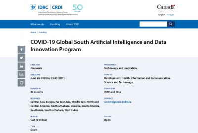 COVID-19 Global South Artificial Intelligence and Data Innovation Program